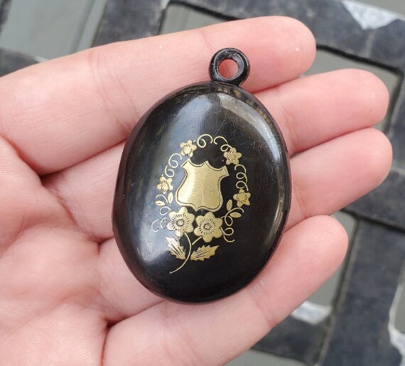 Antique Piqué Posé Locket Pendant, Victorian Era Piqu… - Gem
