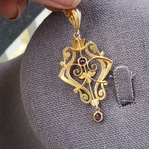 Edwardian Era Lavalier Pendant, Antique Garnet Pendant Necklace ...