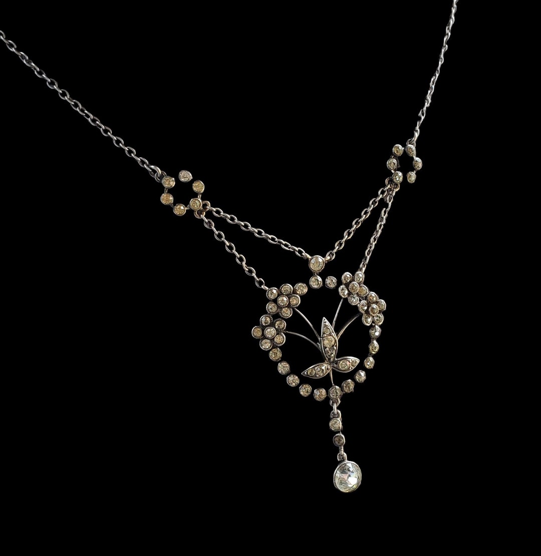 Edwardian Era Paste Necklace, Antique Edwardian Lavalier Necklace ...