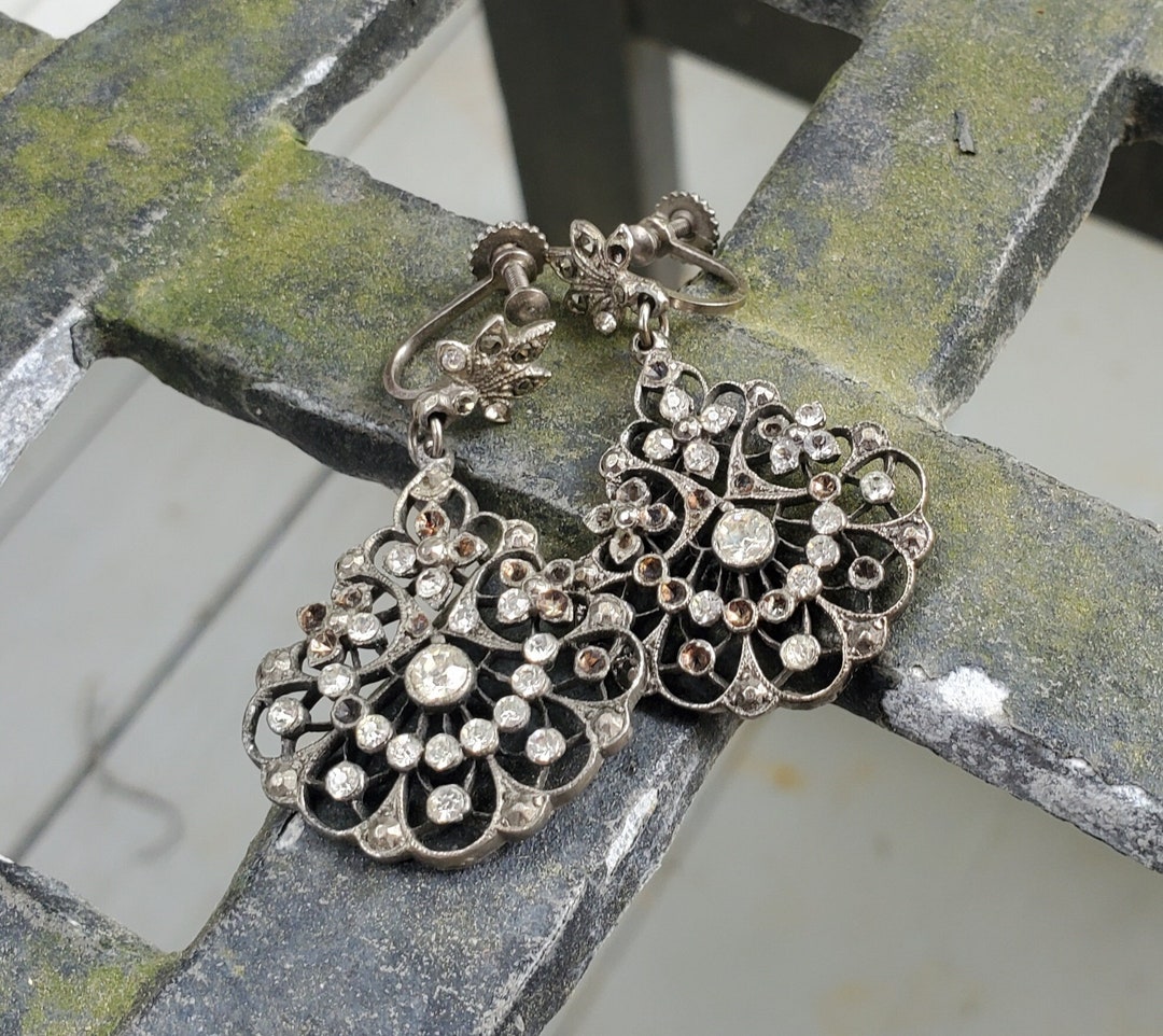Edwardian Era Paste Earrings, Antique Edwardian Earrings, Edwardian ...