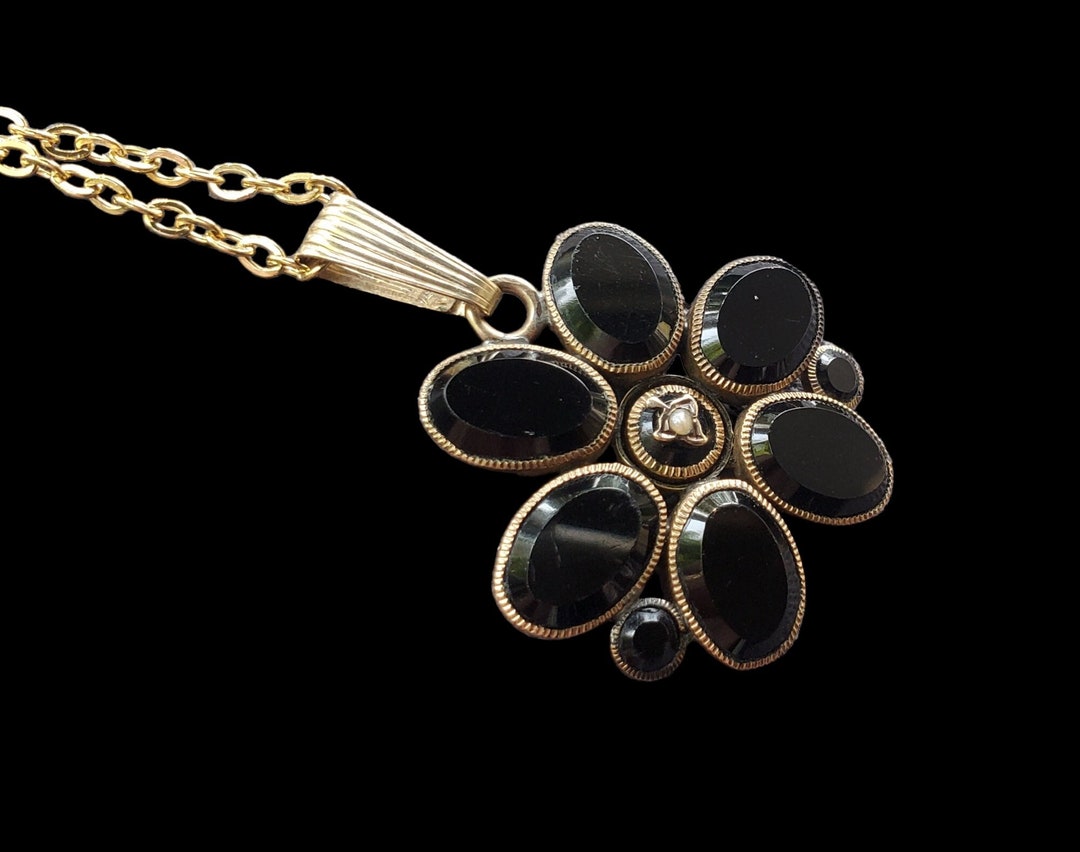 Victorian Era French Jet Pendant Necklace, Antique Black Onyx Pendant ...