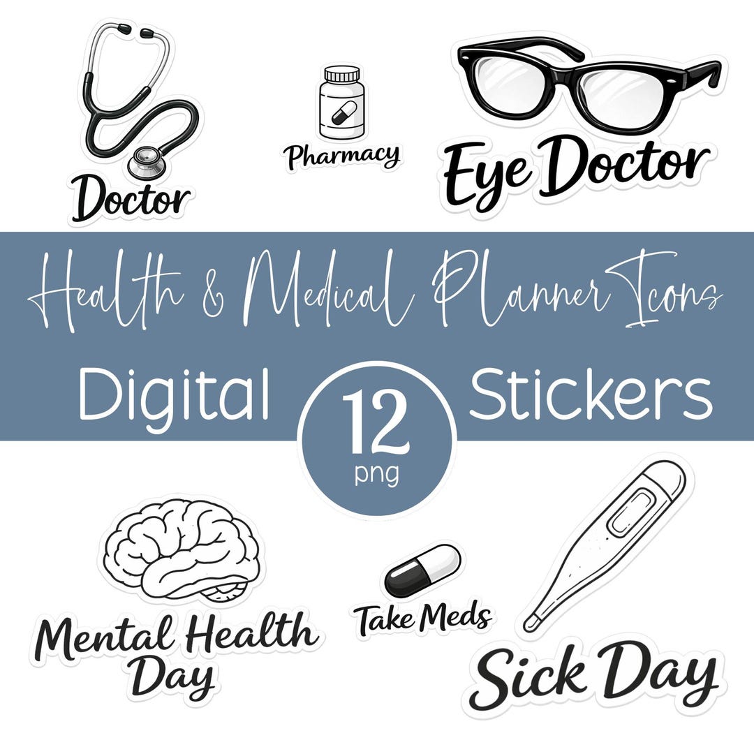 Medical Planner Stickers, Health Icons, Doctor, Dentist, Sick Day ...