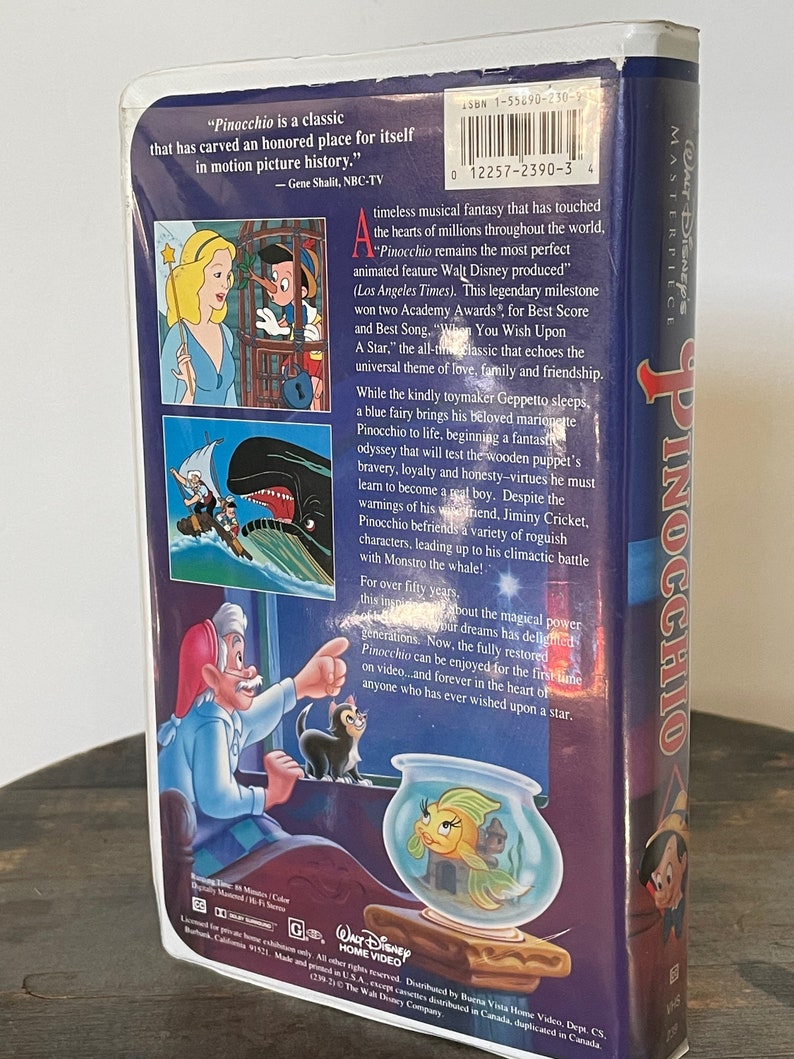 Walt Disney's pinocchio VHS Masterpiece - Etsy