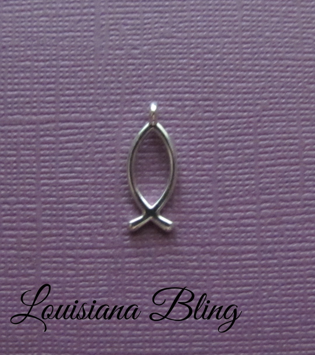 Silver Christian Fish Symbol, Ichthys or Ichthus Greek Symbol Charm ...