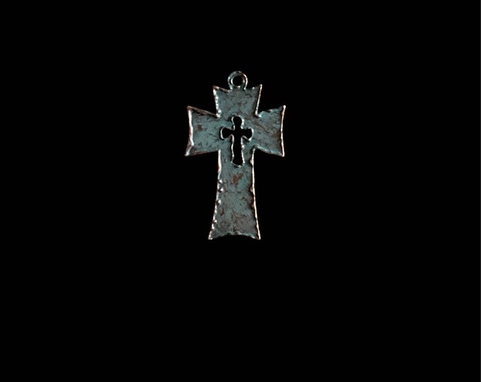 Patina Blue Cut Out Cross Charms ,blue Patina Cross Charms, Large Cross ...