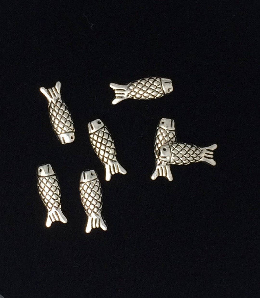 Fish Beads, Metal Fish Beads, Silver Metal Beads, 16 Pieces , Silver ...