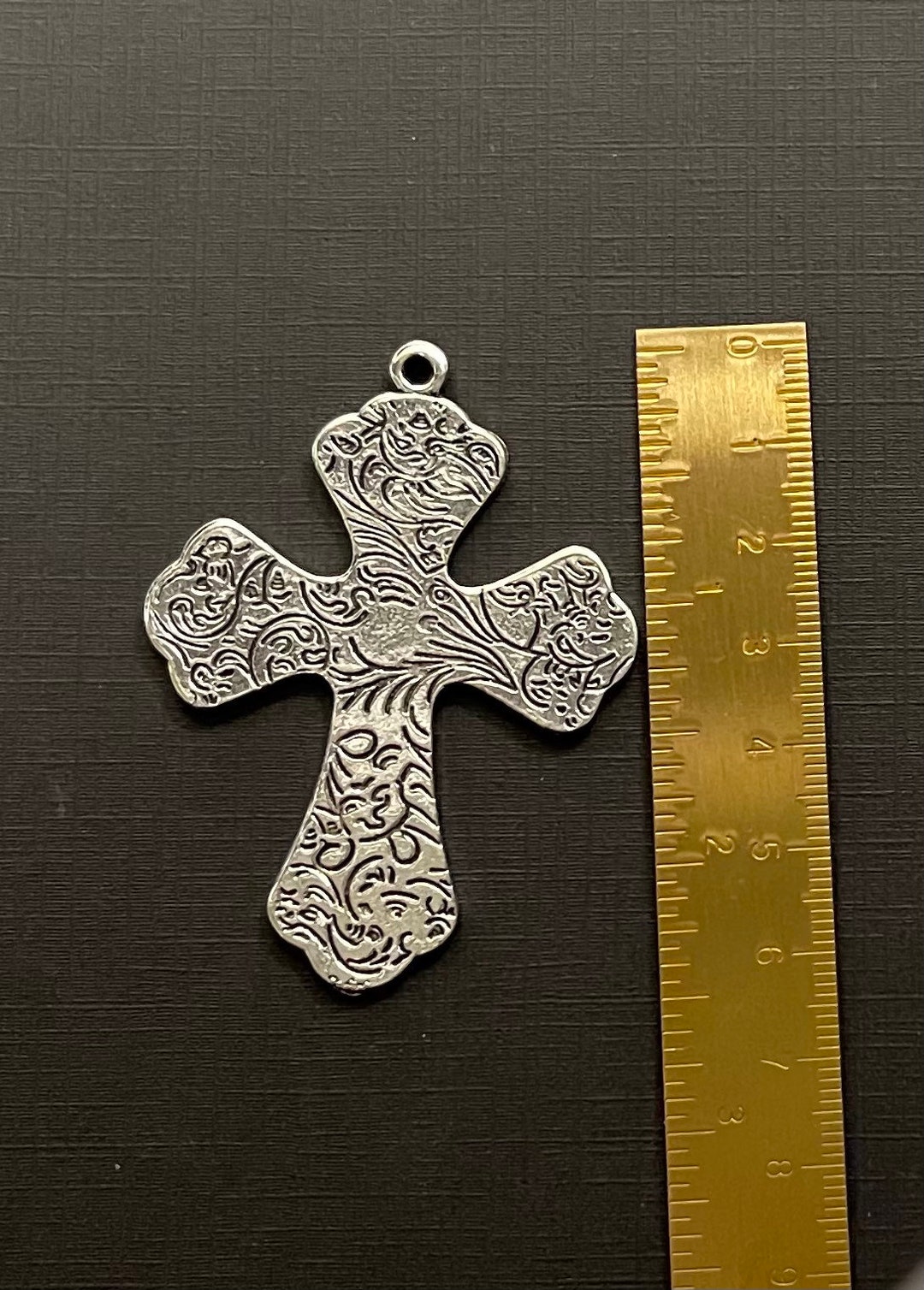 Large Double Sided Embossed Cross Pendant Charm 62 X 45 Mm Antique ...