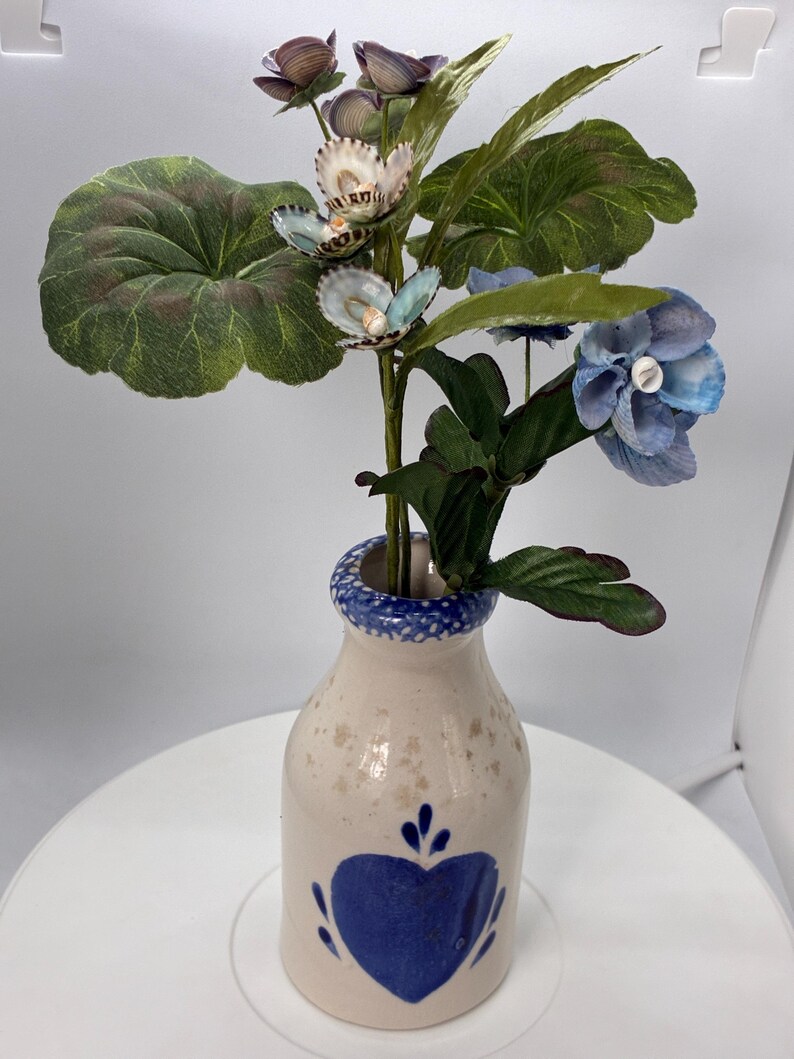 Shell Flowers in Ceramic Vase With Blue Heart ~ My Garden is the Ocean ...