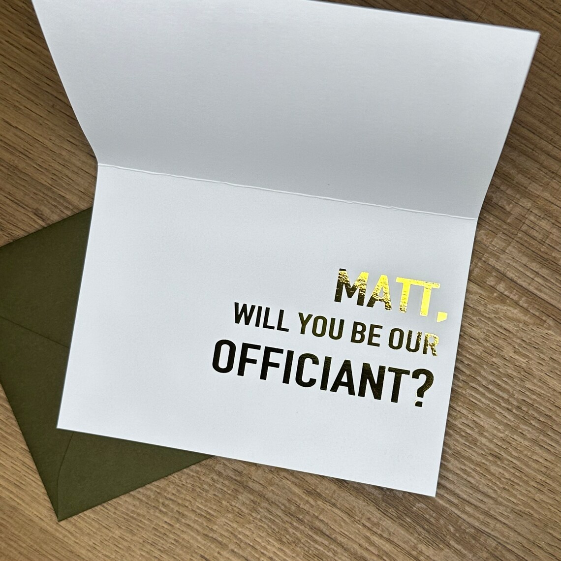 Officiant Proposal Card Gold Foil Silver Will You Marry Us Officiate ...