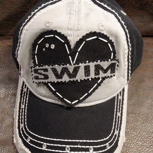 Swim Mom or Nana or Coach Bling Custom Hat - Swim Hat - Customizable ...