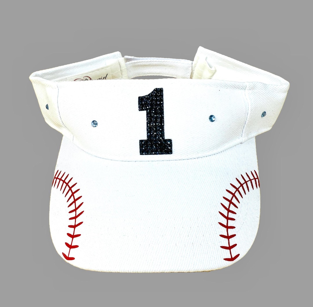 Rhinestone Baseball Visor With Team Jersey Number in Bling - Choose ...