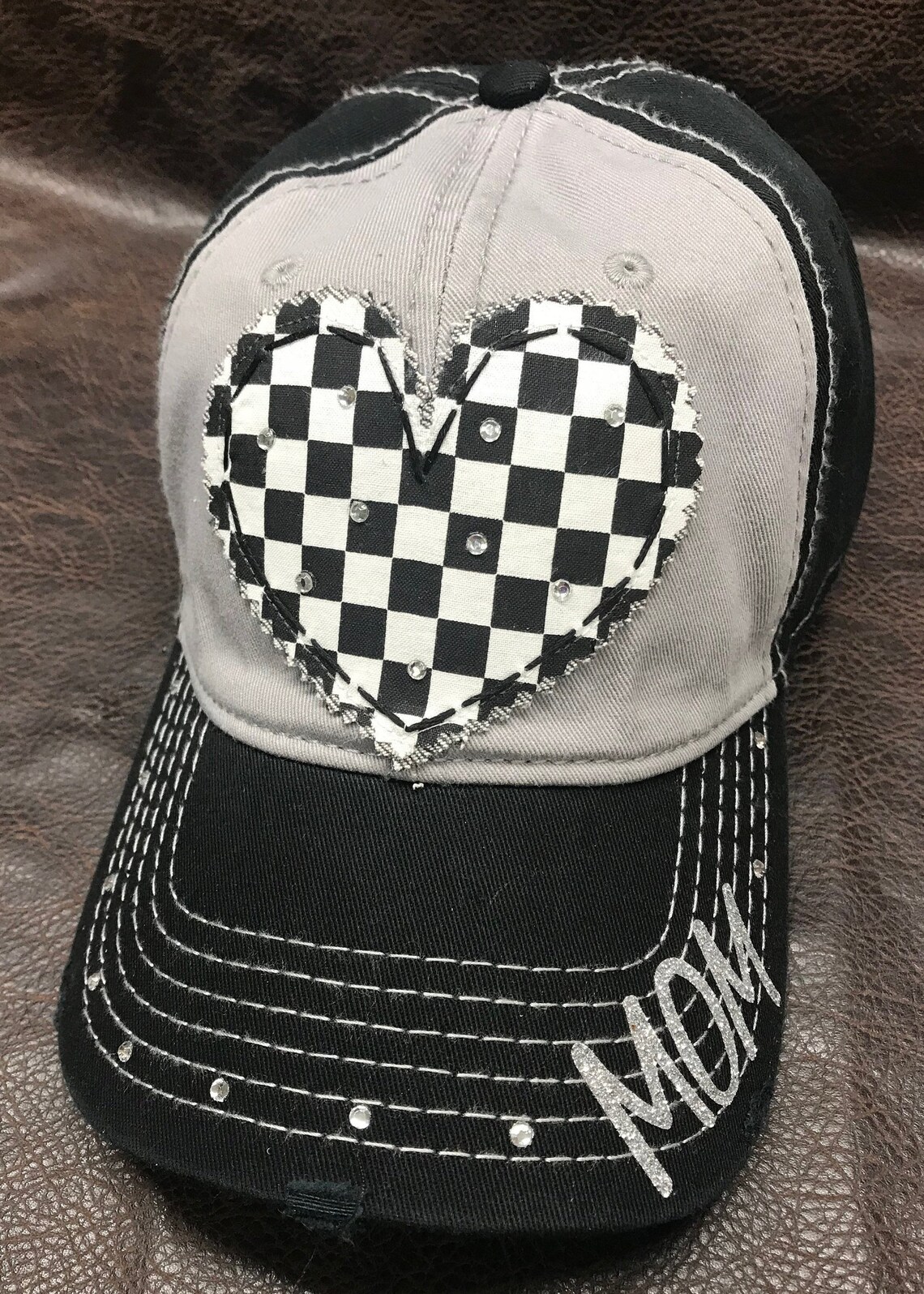 Checkered Heart RACING Mom Hat Custom Racing Hat Racing - Etsy
