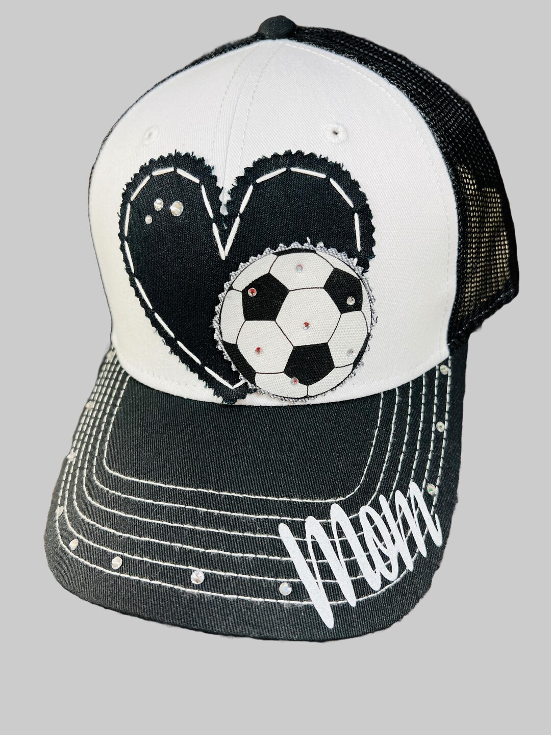 Soccer Mom Hat - Patch Crystal Distressed Cadet Cap - Customizable Hat ...