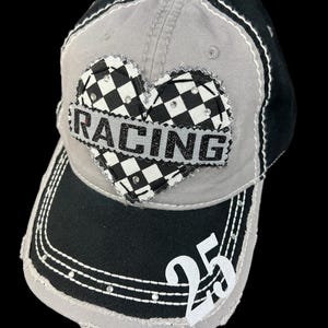 Checkered Heart RACING Mom Hat - Custom Racing Hat - Racing Car Hat ...
