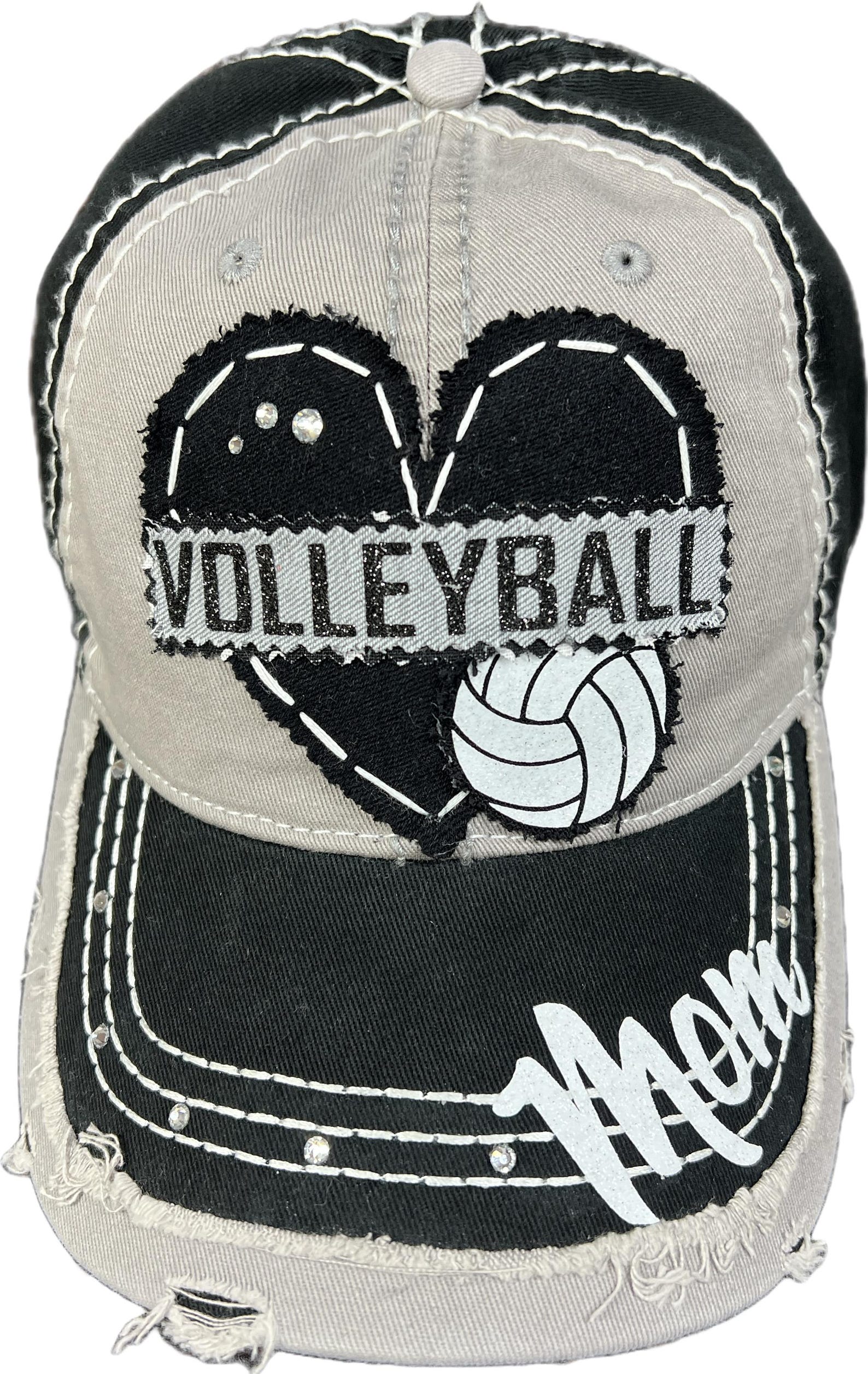VOLLEYBALL Love Mom Distressed Hat - Volleyball Hat-customizable Hat ...