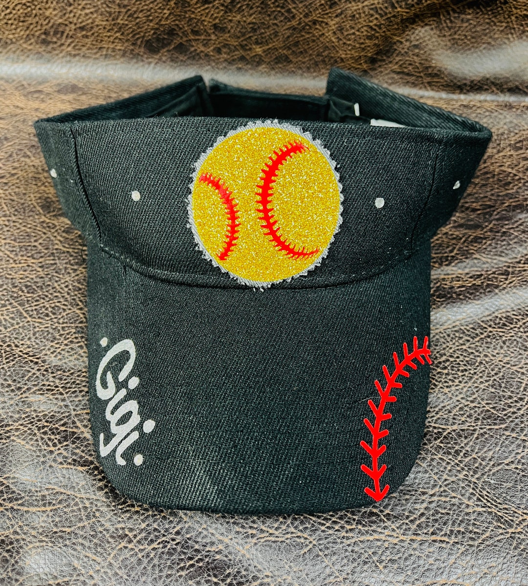 Softball Bling Mom Visor - Personalized With a Number or No Number ...