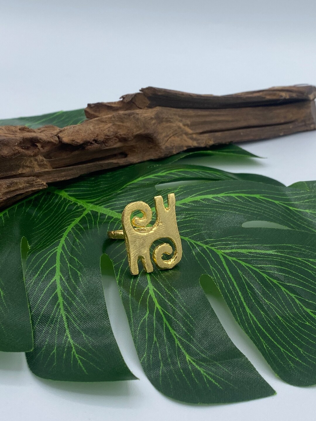 Gold-plated Adinkra Ring - Etsy