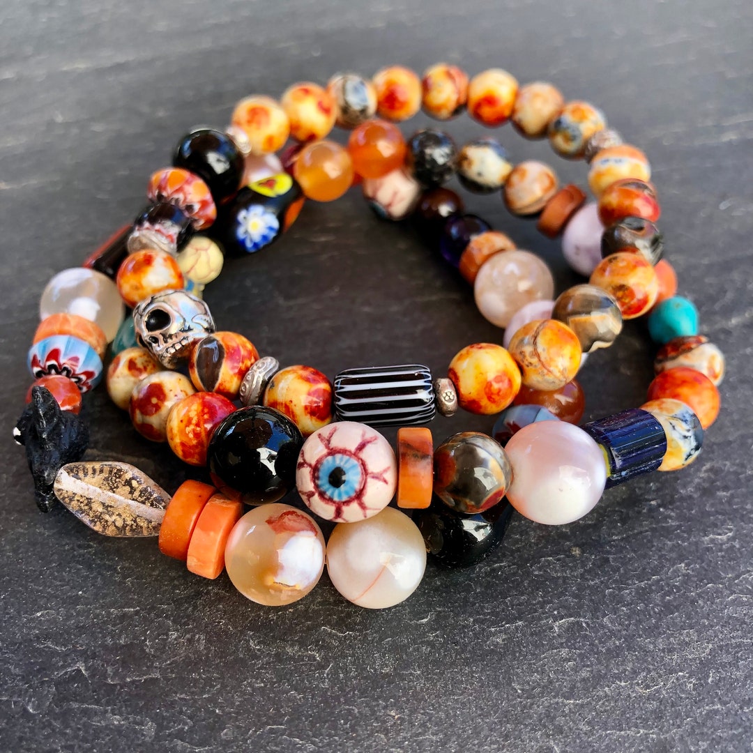 Sugar Skull Bracelet Stack, Halloween Bracelets, Skull Bracelet ...