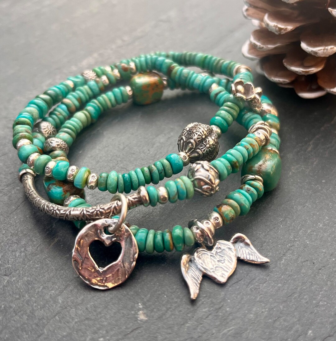 Turquoise Trio Skinnies, Turquoise Bracelet Set, Genuine Turquoise ...