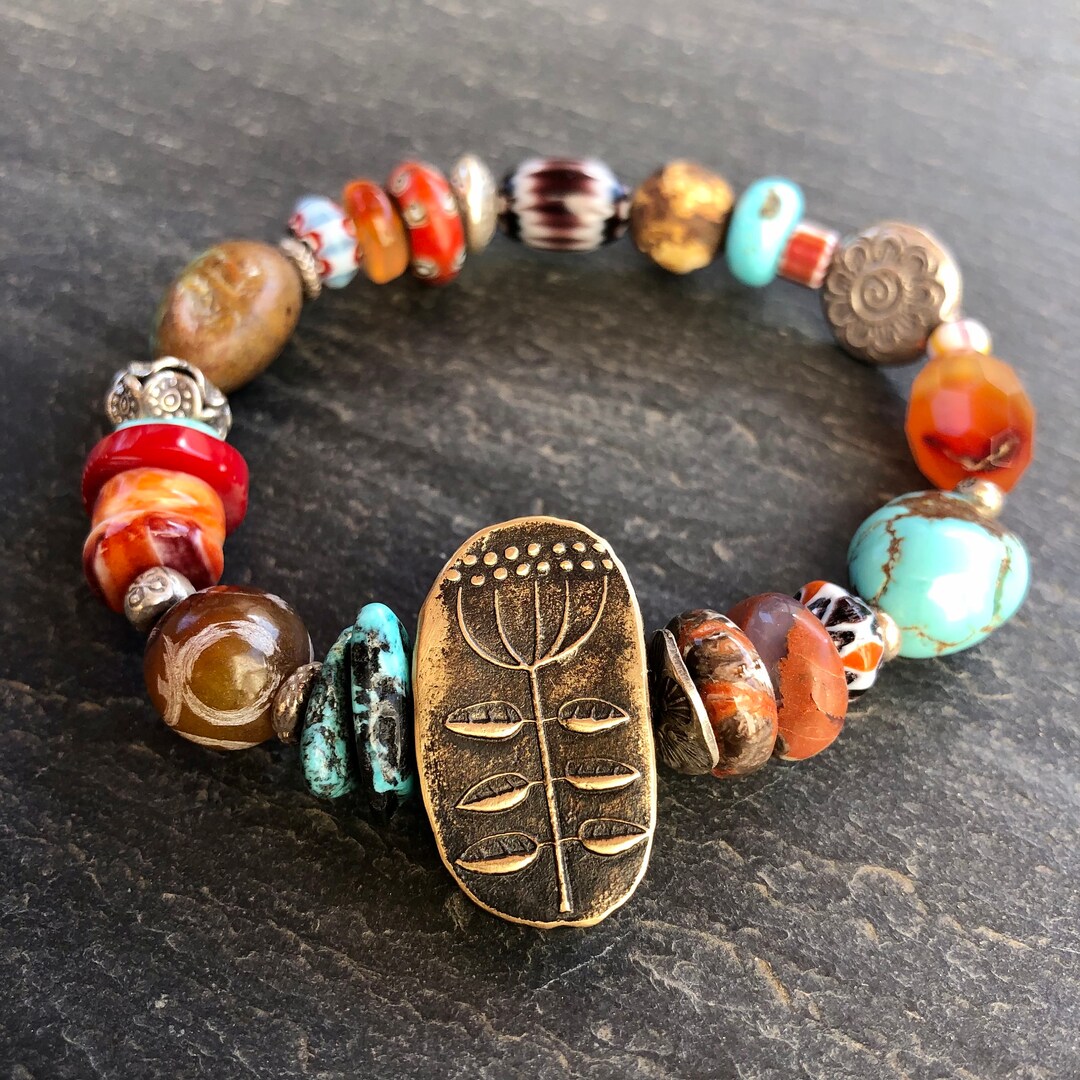 Artisan Bronze Fall Bracelet, Number 8 Turquoise, Kingman Turqioise ...