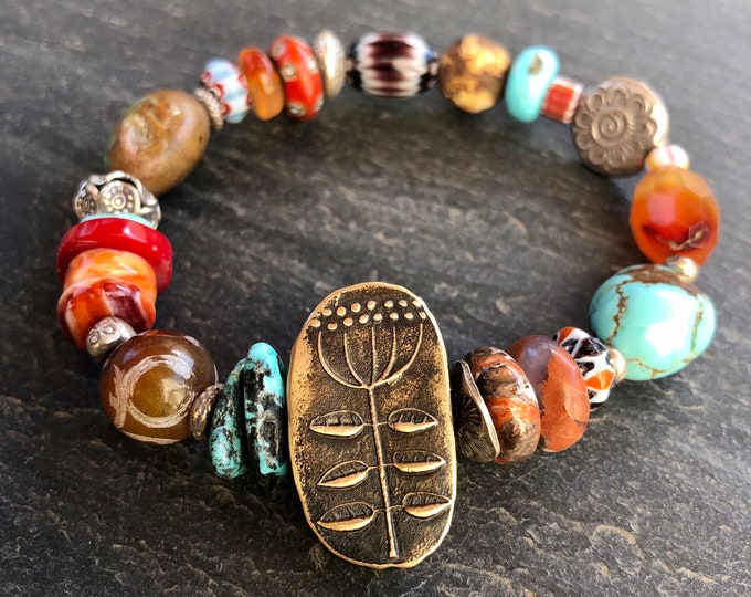 Artisan Bronze Fall Bracelet, Number 8 Turquoise, Kingman Turqioise ...