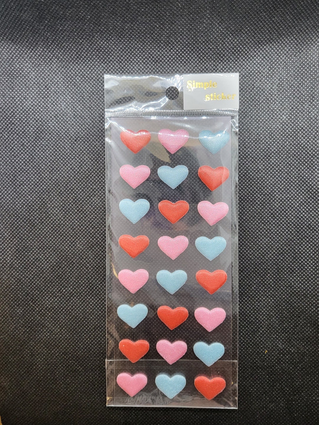 Simple Sticker Japanese Puffy Hearts in Red, Blue, Pink Sticker Sheet ...