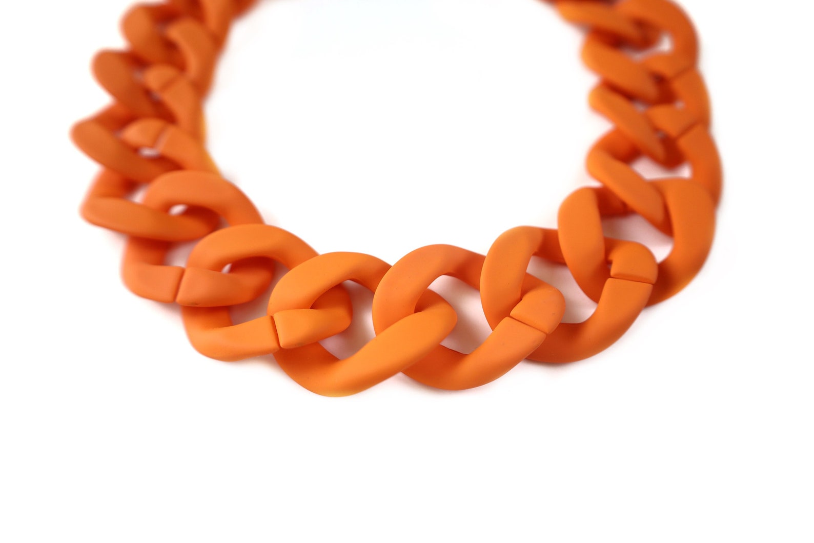 Chunky Orange Necklace Bright Orange Statement Chain Large - Etsy
