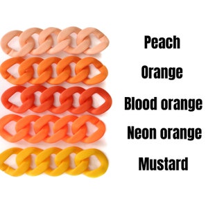 Chunky Orange Necklace, Bright Orange Statement Chain, Large Matte Link ...