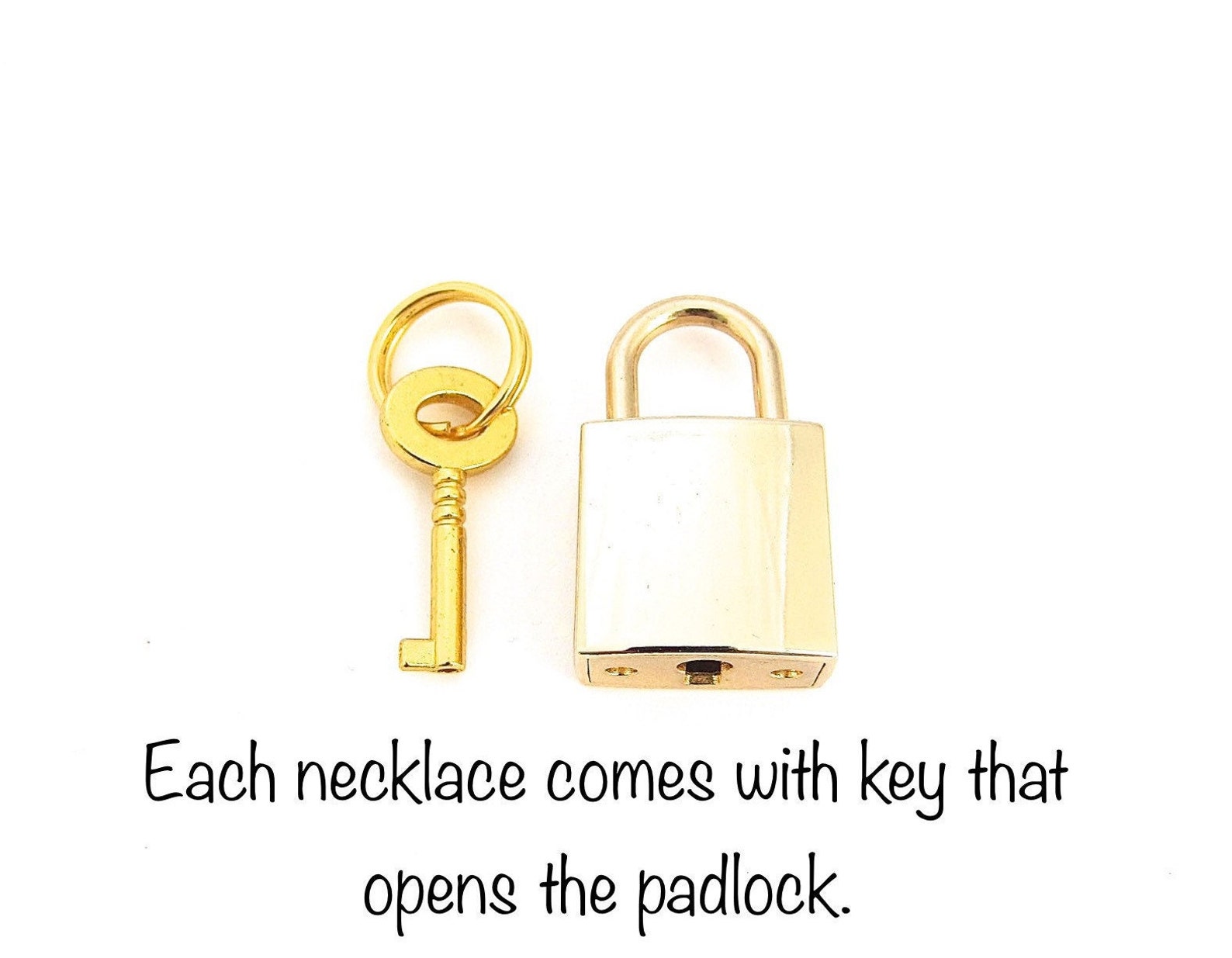 Engraved Padlock Necklace, Custom Lock and Key Set, Gold Day Collar ...