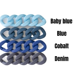 Chunky Blue Necklace, Cobalt Blue Statement Chain, Large Matte Link ...