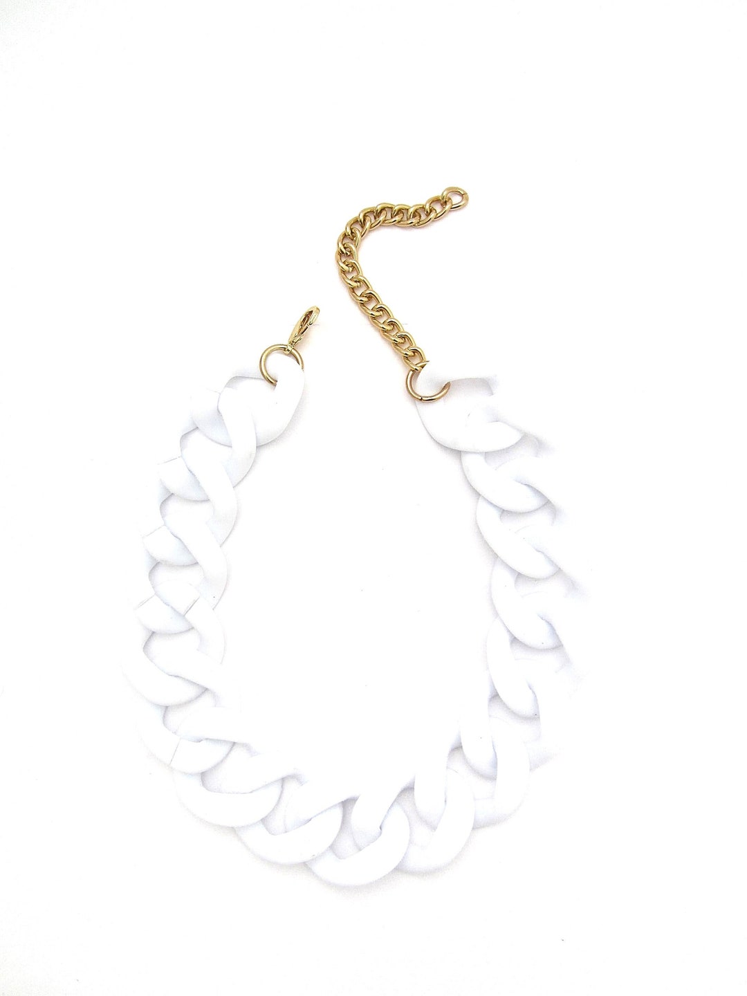 Chunky White Necklace White Statement Chain Large Matte Link - Etsy