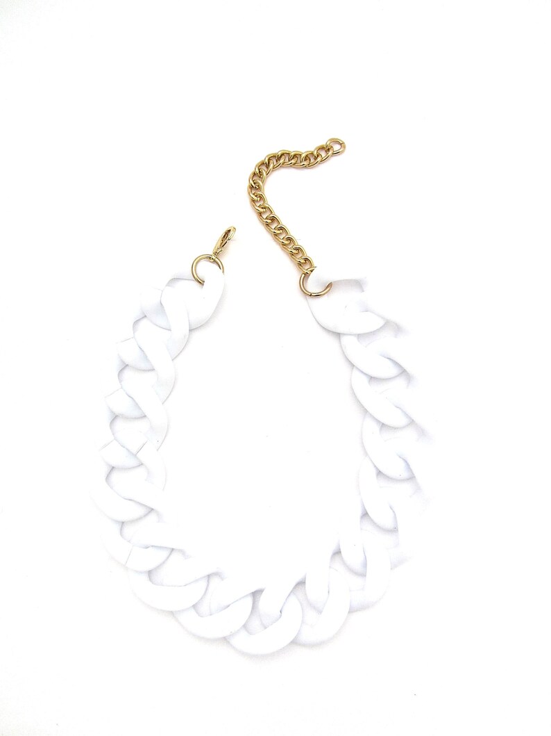 Chunky White Necklace White Statement Chain Large Matte Link | Etsy