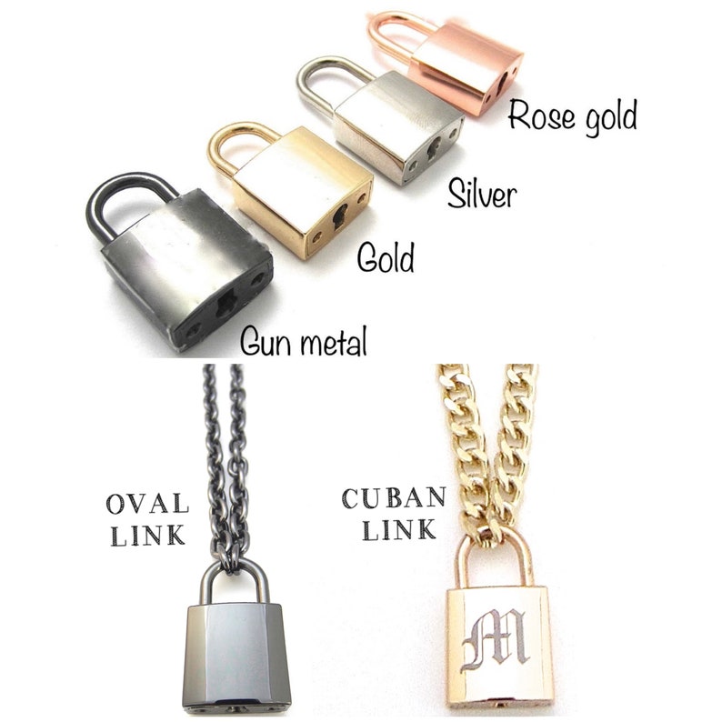 Engraved Padlock Necklace Custom Lock and Key Set Gold Day - Etsy