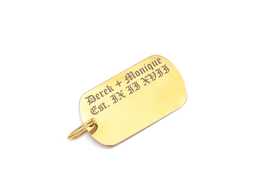 Gold Couples Keychain, Custom Engraved Military Tag, Anniversary Gift ...