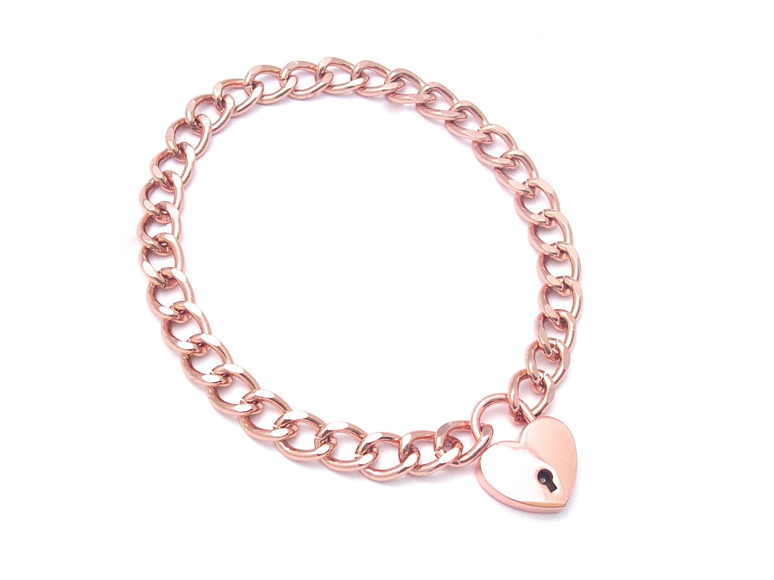 Engraved Lock Necklace, Lightweight Cuban Link Choker, Day Collar, Lock ...