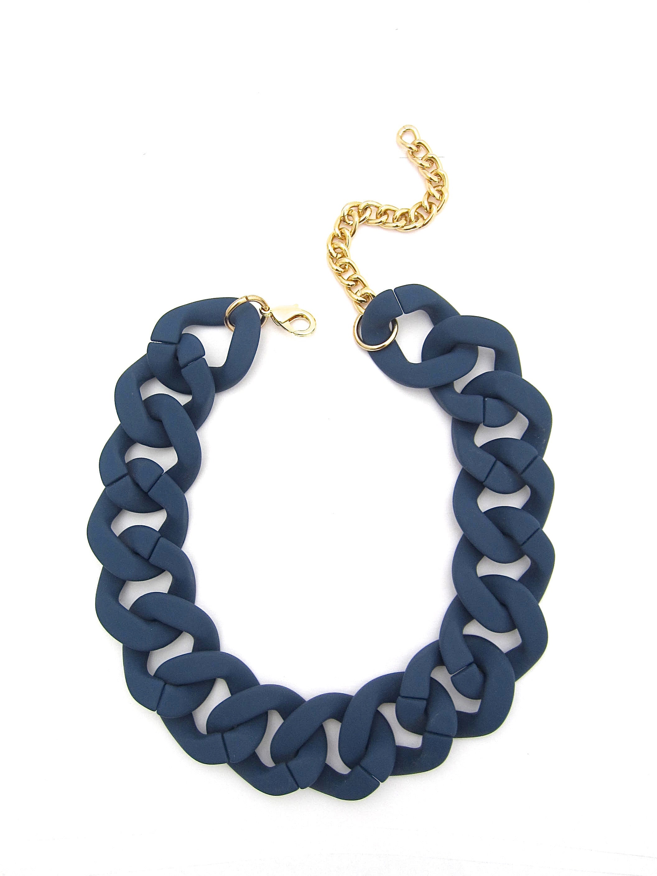 Chunky Blue Necklace Navy Blue Statement Chain Large Matte - Etsy Norway