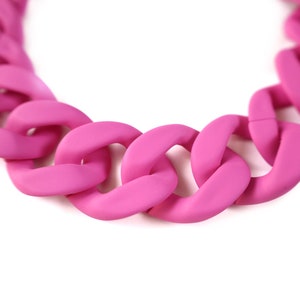 Chunky Pink Necklace Hot Pink Statement Chain Large Matte - Etsy