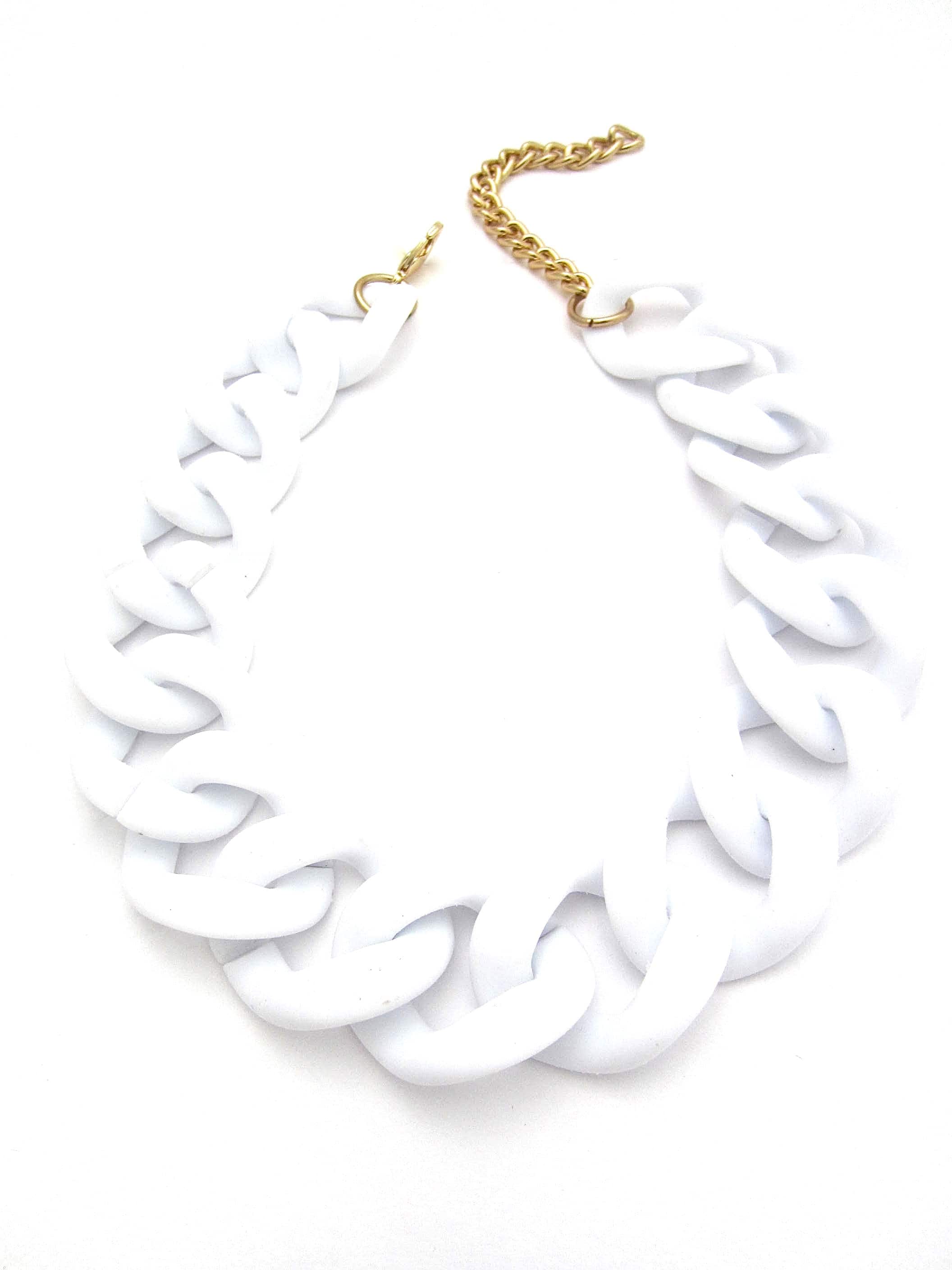 Chunky White Necklace White Statement Chain Large Matte Link | Etsy