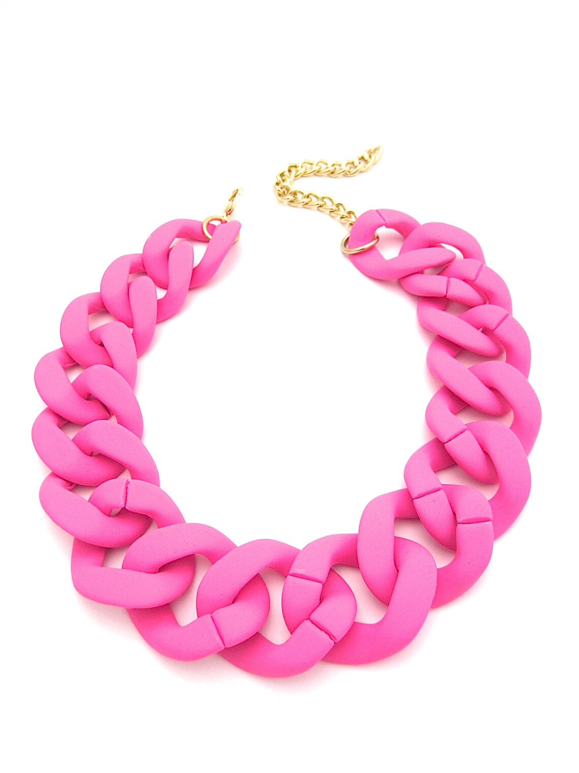 Chunky Pink Necklace Hot Pink Statement Chain Large Matte | Etsy