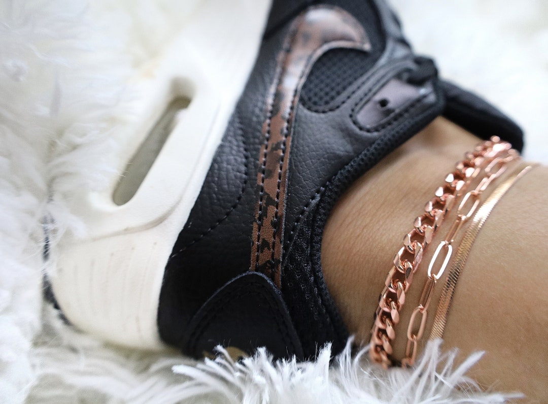 Cuban Link Anklet, Chunky Rose Gold Anklets, Paper Clip Chain ...