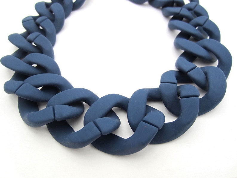 Chunky Blue Necklace Navy Blue Statement Chain Large Matte - Etsy Norway