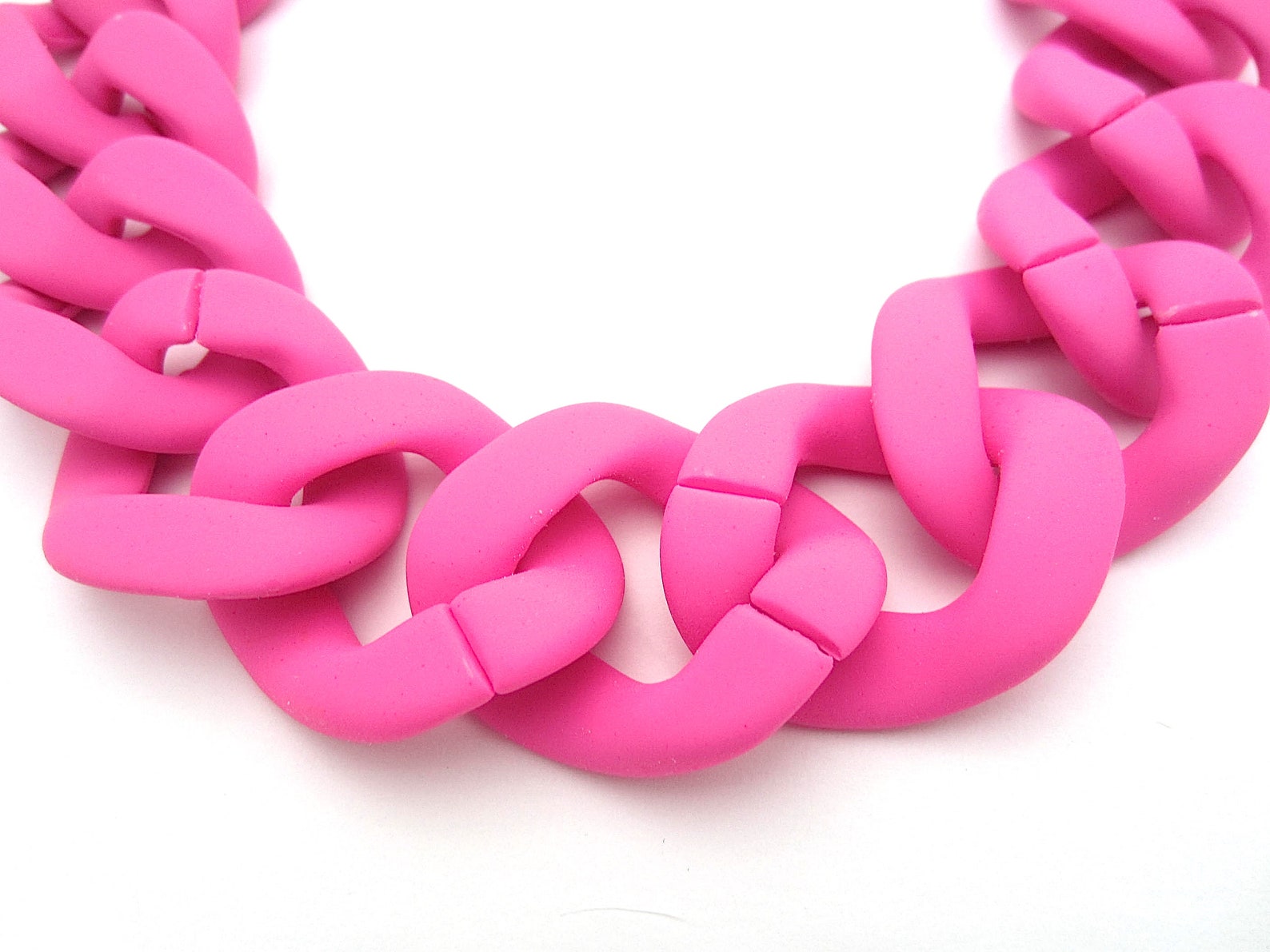 Chunky Pink Necklace Hot Pink Statement Chain Large Matte | Etsy