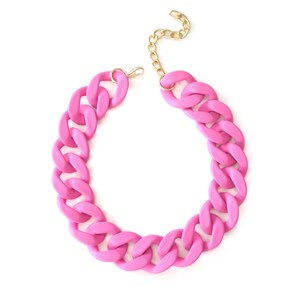 Chunky Pink Necklace Hot Pink Statement Chain Large Matte - Etsy