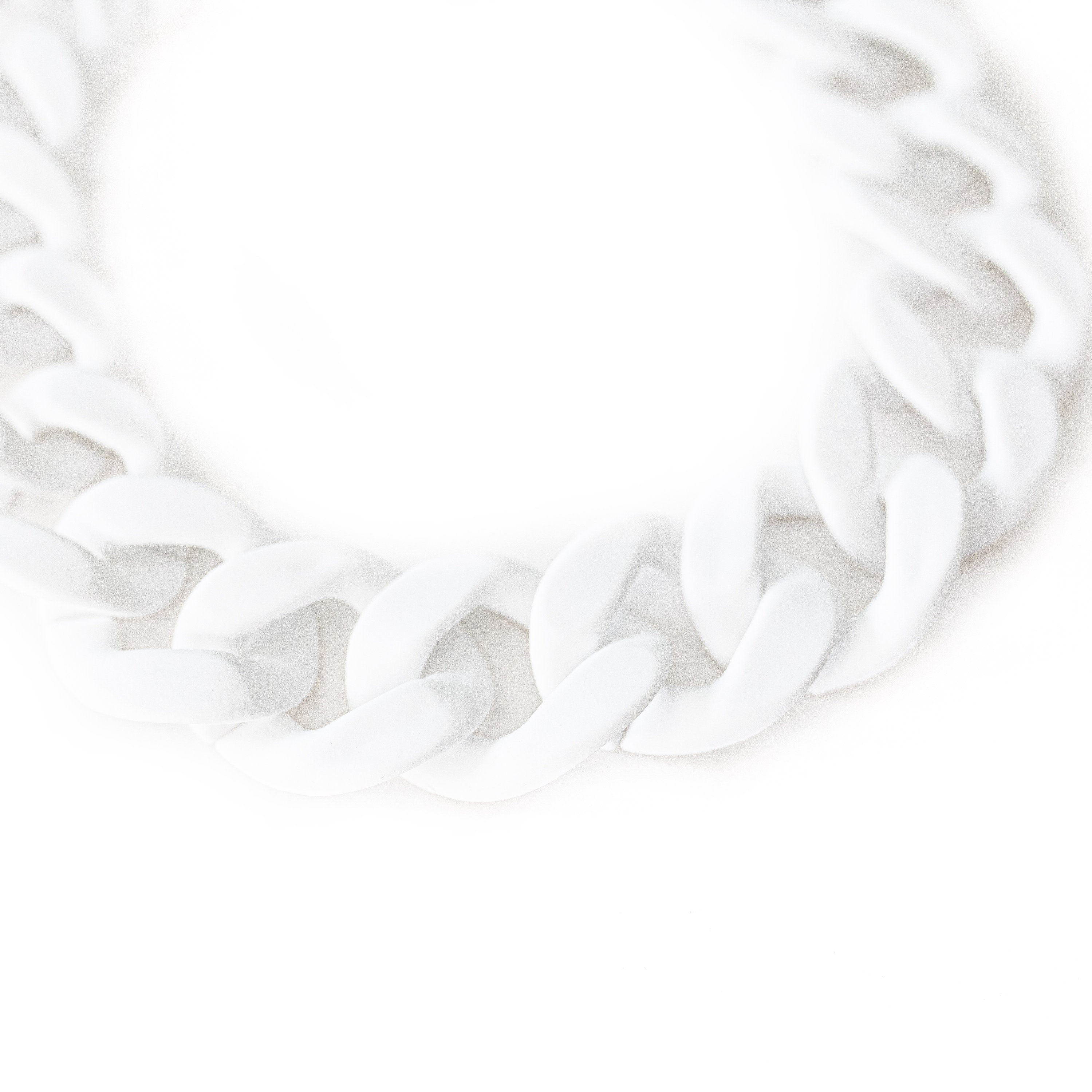 Chunky White Necklace, White Statement Chain, Large Matte Link Necklace ...