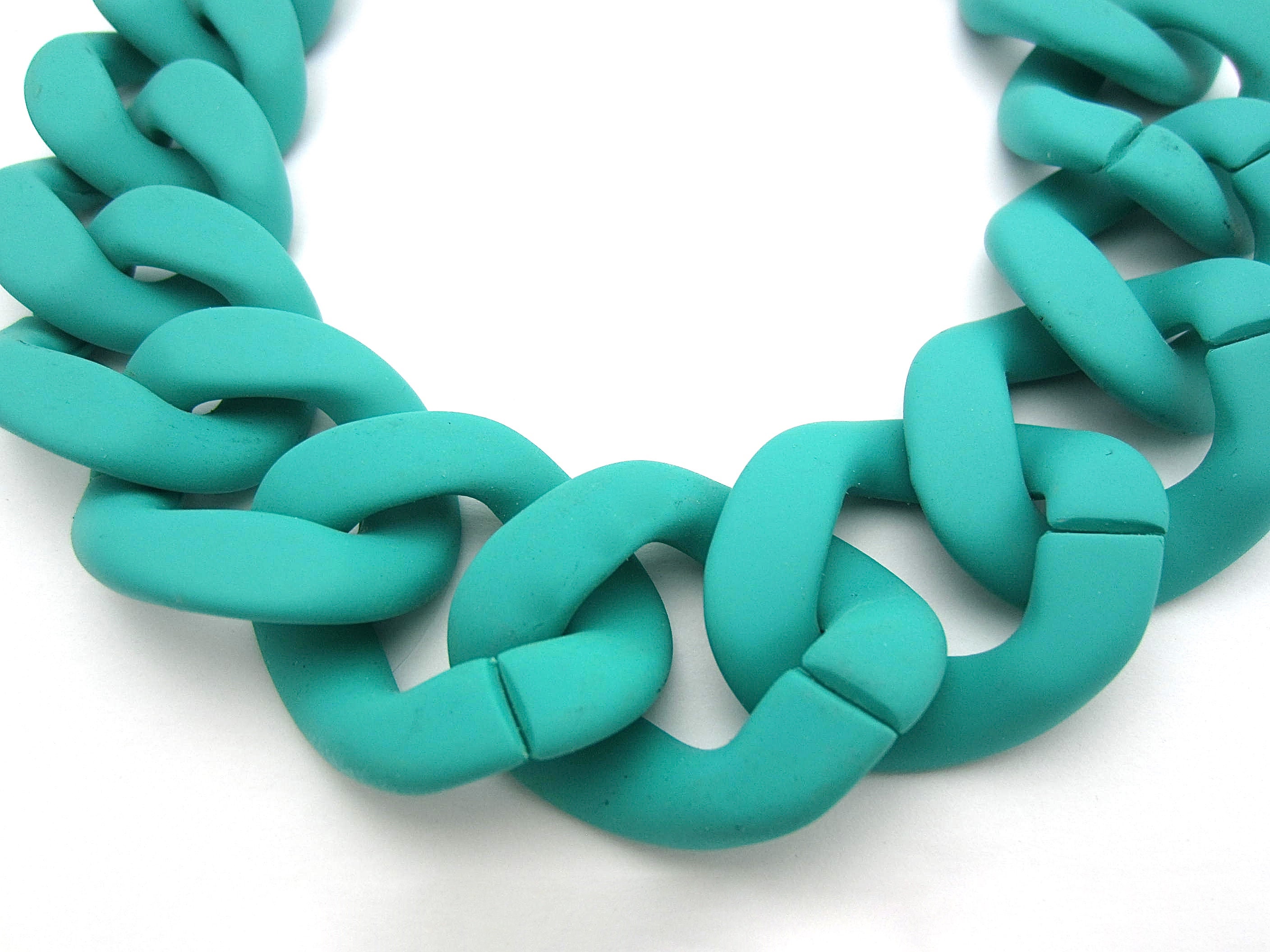 Chunky Turquoise Necklace Green Statement Chain Large Matte | Etsy