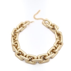Chunky Matte Gold Necklace, Resin Acrylic Link Chain, Geometric ...