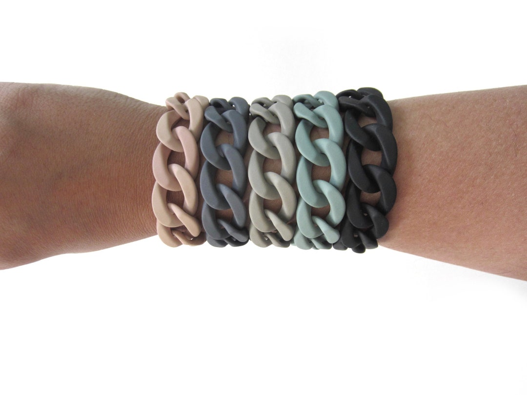 Matte Link Bracelet, Rose Gold Bracelet, Matte Link Jewelry, Acrylic ...