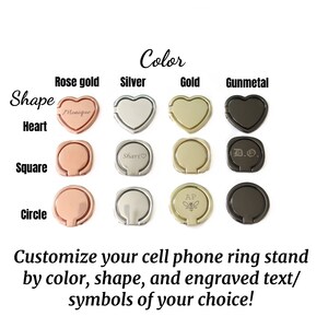 Engraved Cell Phone Ring, Customized Ring Stand, Personalized Phone ...