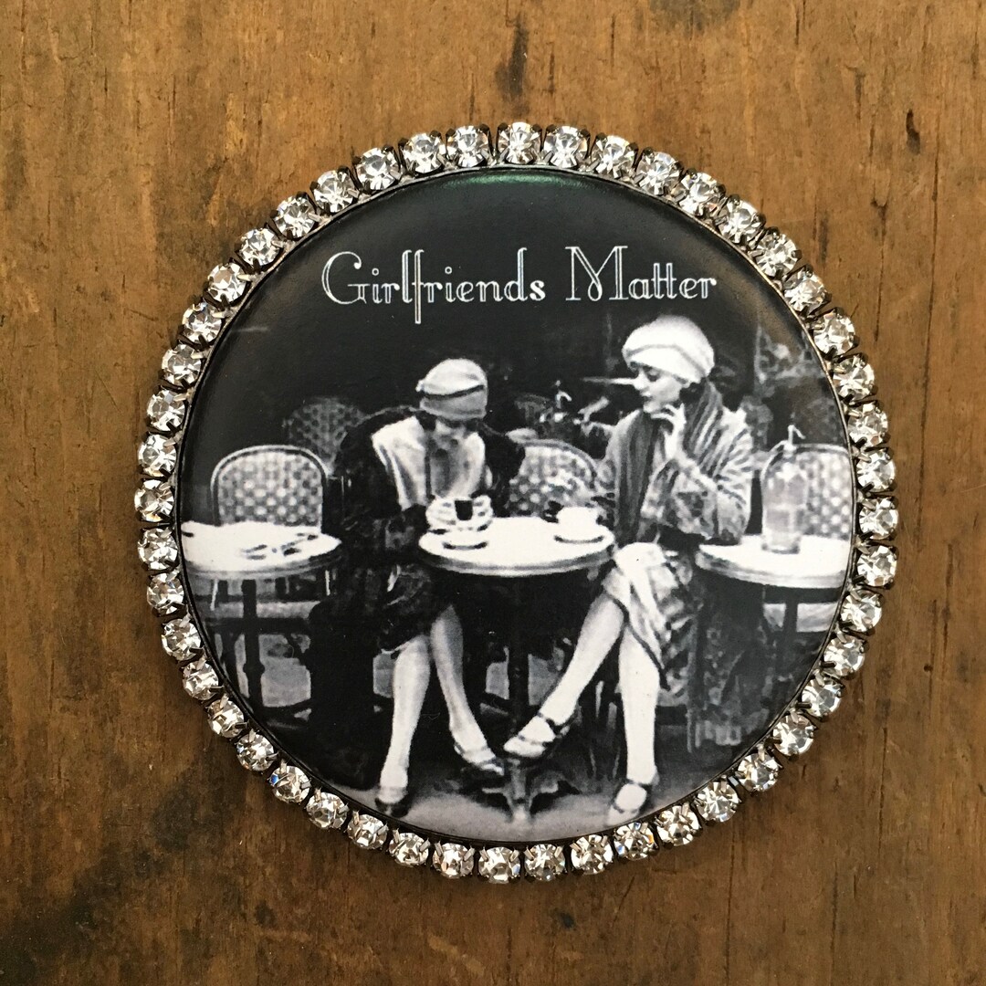 Rhinestone Round Magnet -girlfriends Matter Cafe - Etsy