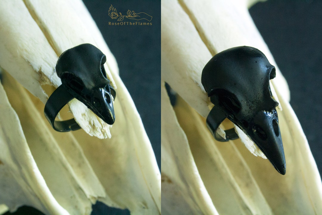 Crow Black Skull Ring - Pagan Witch Wicca Goth Gothic Jewelry - Etsy